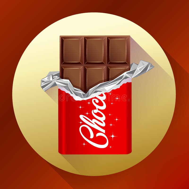 Chocolate Bar in Opened Red Wrapped. Chocolate Icon Stock Vector ...