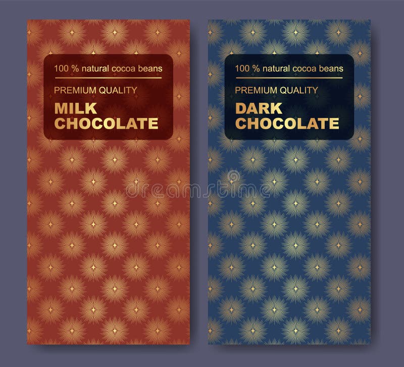 Chocolate Bar Packaging Mock Up Set. Vector Seamless Golden Pattern ...