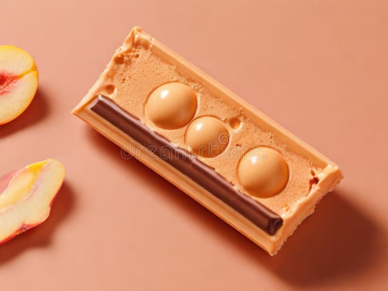 Chocolate Bar and Peach Fruit Stock Image - Image of backdrop, sweet ...