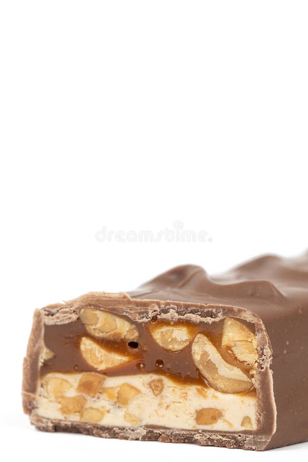 Chocolate Bar with Peanuts Isolated Above White Background Stock Photo ...