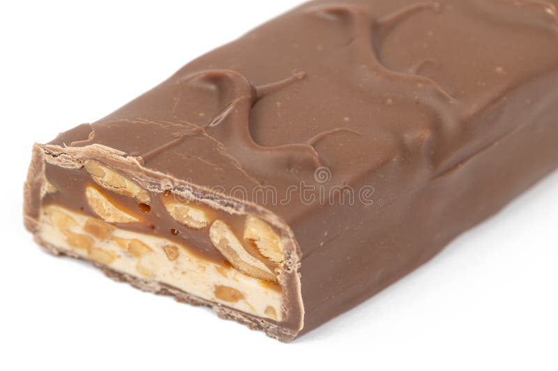 Chocolate Bar with Peanuts Isolated Above White Background Stock Photo ...