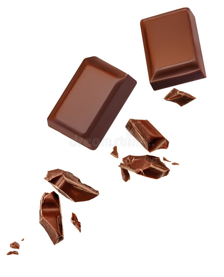 Chocolate Bar Pieces Explosion. Levitating Dark Chocolate Pieces ...