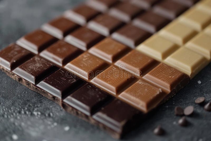 Chocolate Bar Presenting Variety of Milk Dark and White Chocolate Stock ...