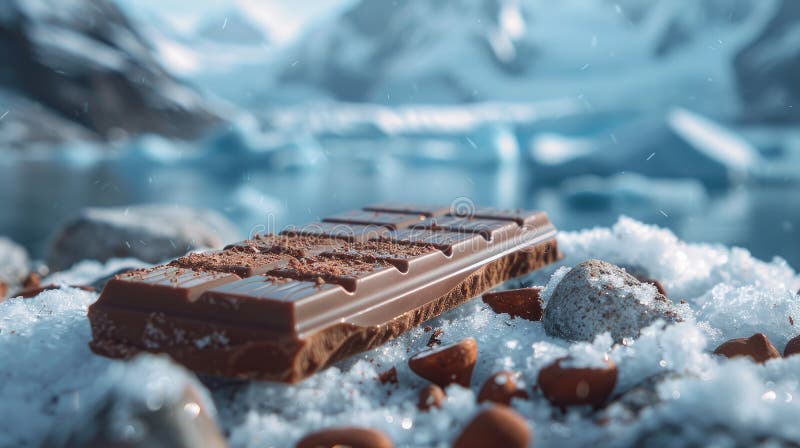 A Chocolate Bar Resting on Pristine Snow, Framed by the Majestic ...