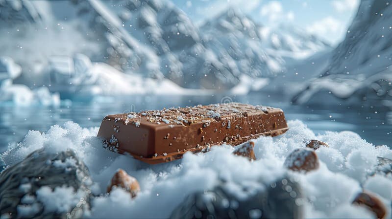 A Chocolate Bar Resting on Pristine Snow, Framed by the Majestic ...