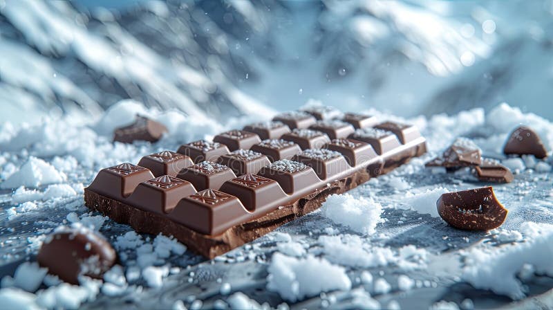 A Chocolate Bar Resting on Pristine Snow, Framed by the Majestic ...