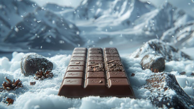 A Chocolate Bar Resting on Pristine Snow, Framed by the Majestic ...