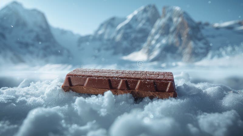 A Chocolate Bar Resting on Pristine Snow, Framed by the Majestic ...