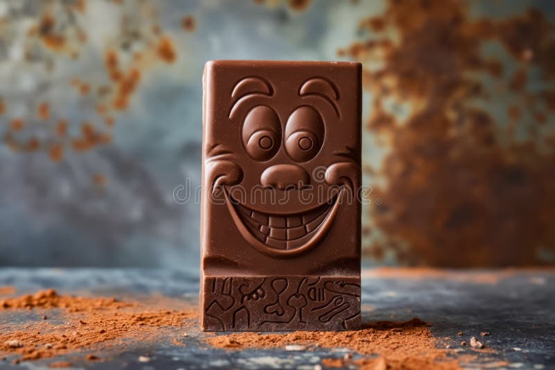 A Chocolate Bar with a Smiling Face on it. Generative AI Stock ...