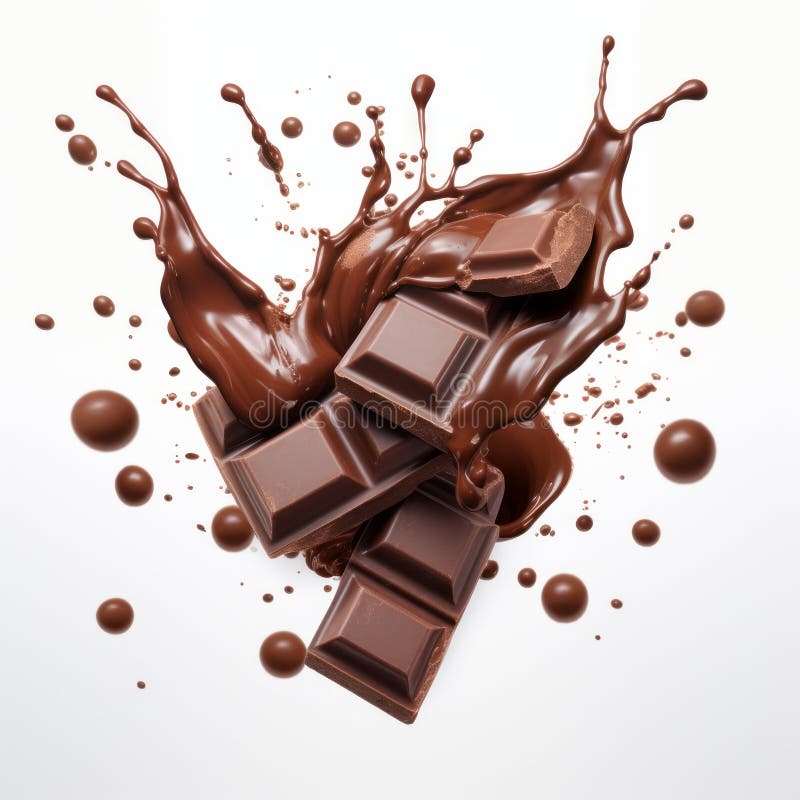 Realistic Chocolate Bar Splash on White Background Stock Illustration ...