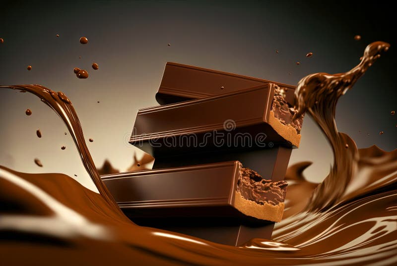 Chocolate Bar with a Splash of Hot Cocoa Drops. Stock Illustration ...