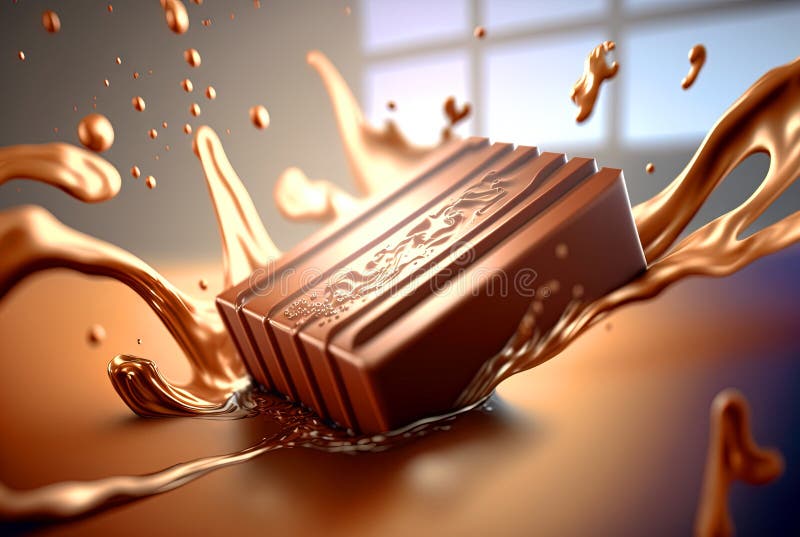 Chocolate Bar with a Splash of Hot Cocoa Drops. Stock Illustration ...