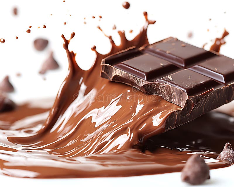 Chocolate Bar Splashing in Melted Chocolate Stock Image - Image of ...