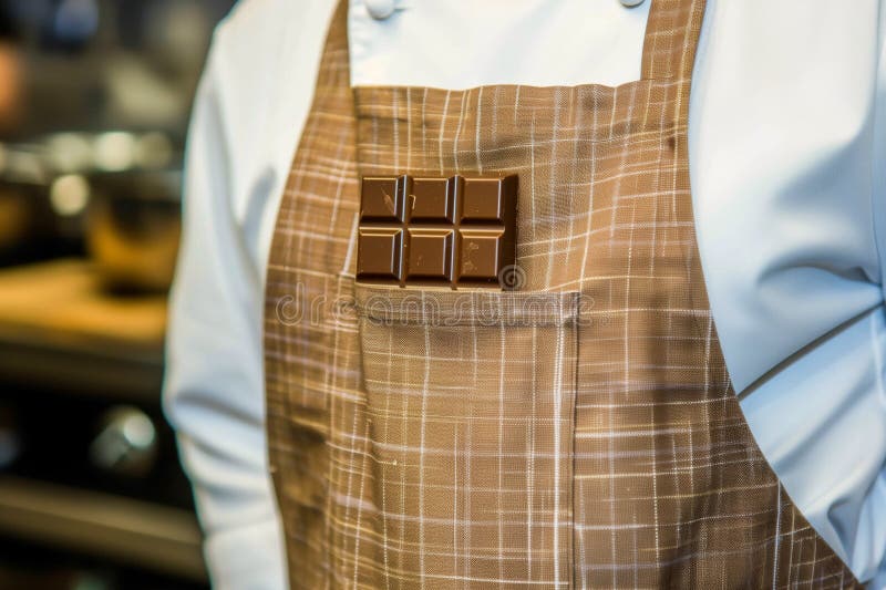 Chocolate Bar in the Top Pocket of a Chefs Apron Stock Image - Image of ...
