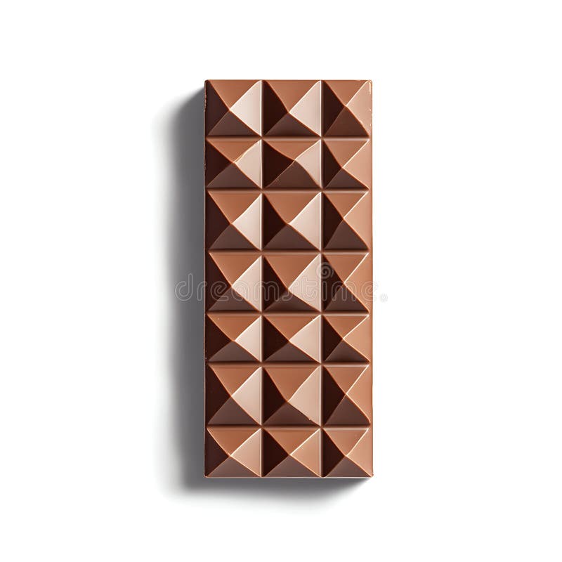 Chocolate Bar with Triangular Patterns on White Background Stock ...