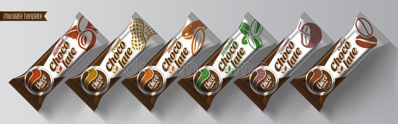 Chocolate Bar Vector Packaging Design. Nuts Chocolate Set. Stock Vector ...