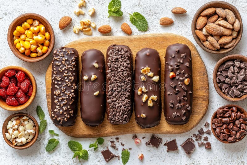 A Chocolate Bar Viewed from Above, Set Against a Clear Background Stock ...