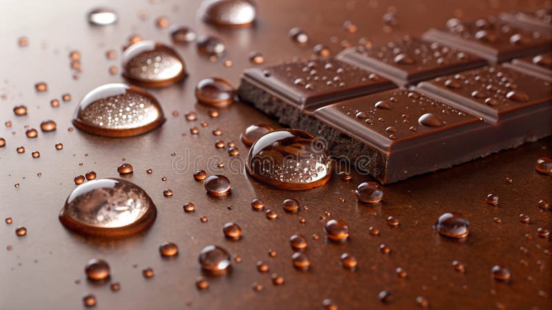 Chocolate Bar with Water Droplets on Glossy Surface Stock Illustration ...