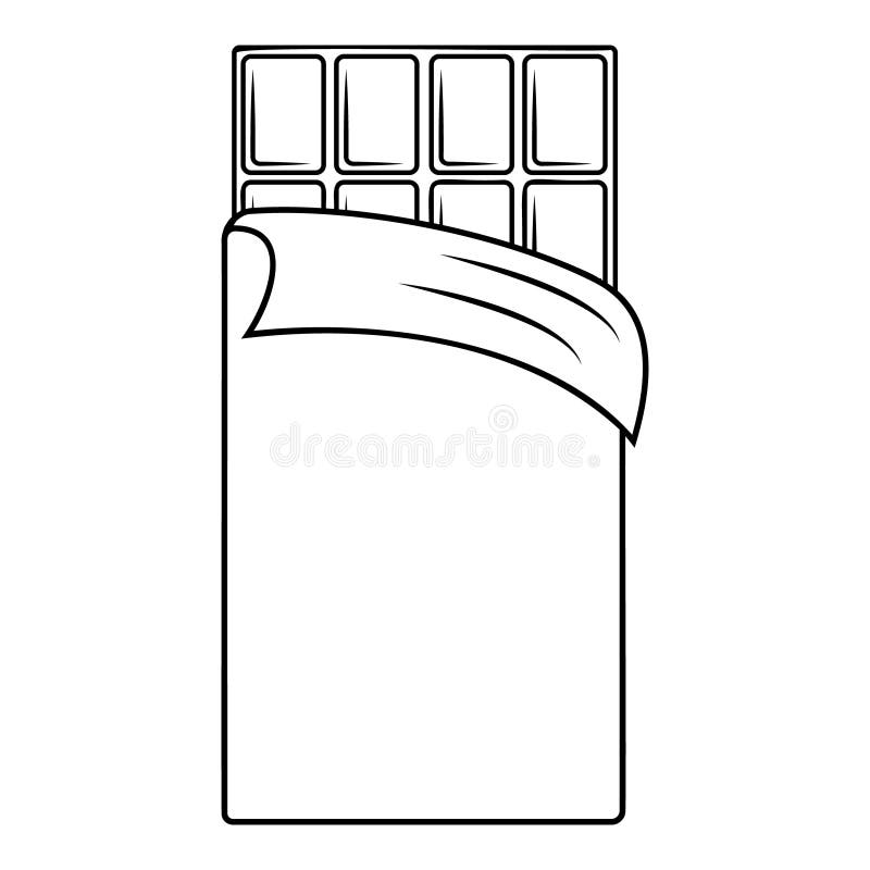 Chocolate Bar in Wrapper, Black Outline, Vector Illustration in Doodle ...