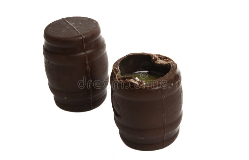 Chocolate Barrels with Liquor Stock Photo - Image of food, christmas ...