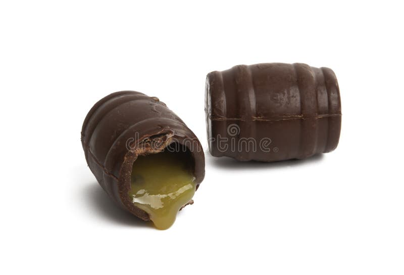Chocolate Barrels with Liquor Stock Photo - Image of sugar, white ...