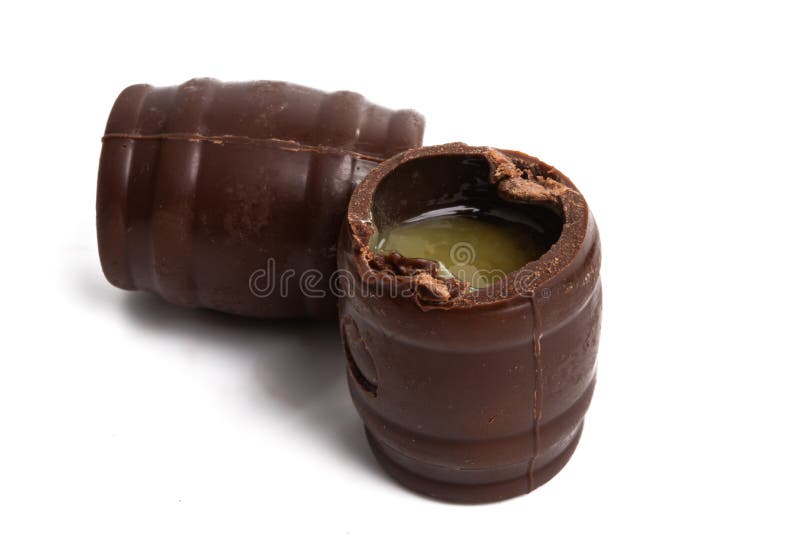 Chocolate Barrels with Liquor Isolated Stock Image - Image of ...