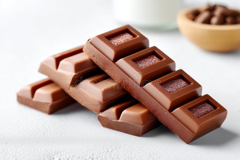 Chocolate Bars Arranged in Appealing Stack on Clean Grey Surface with ...