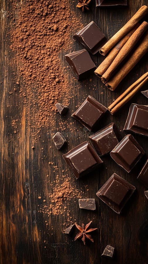 Chocolate Bars, Cocoa Powder and Cinnamon Sticks Stock Illustration ...
