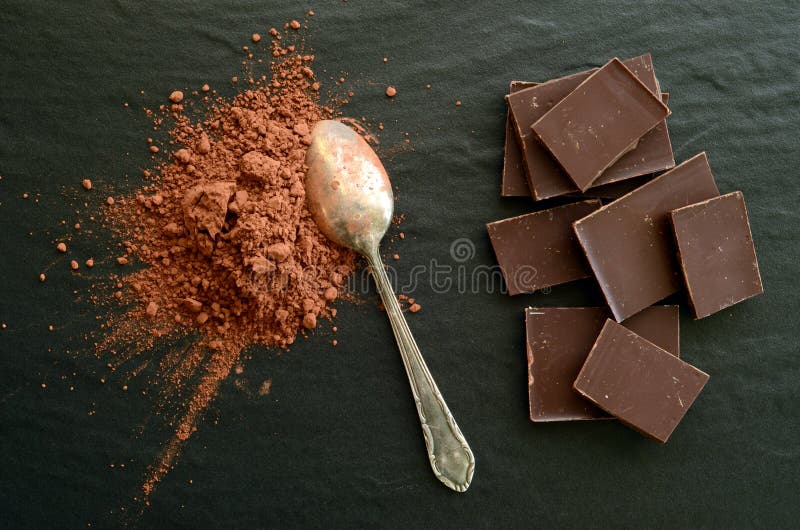 Chocolate Bars with Heap of Cacao Powder Stock Photo - Image of ...
