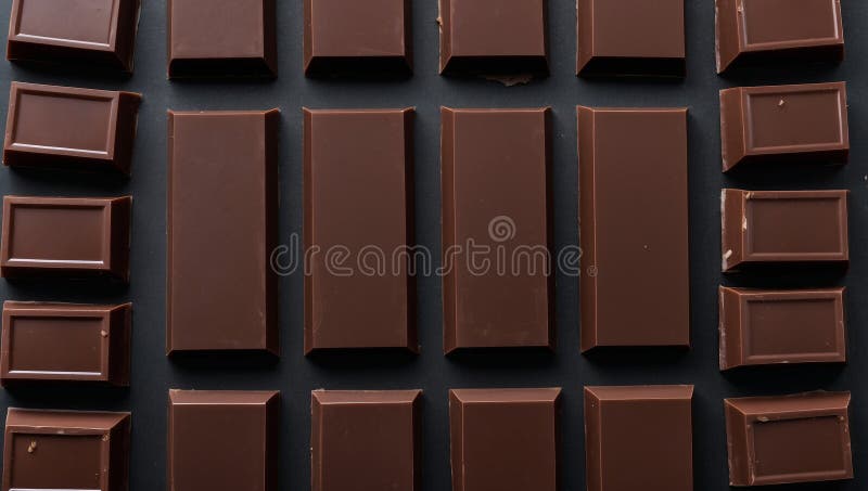 Chocolate Bars are Neatly Arranged on Dark Surface, Showcasing ...