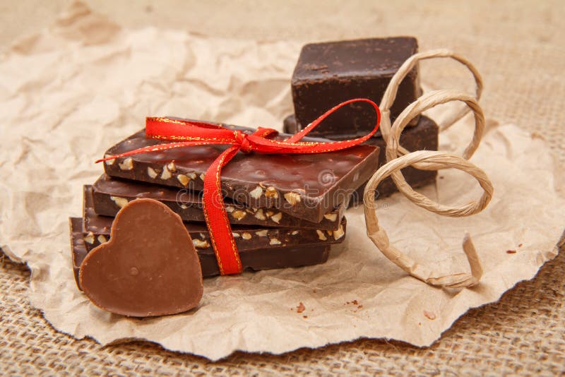 Chocolate Bars with Nuts and Chocolate Candies Rectangular Shape Stock ...