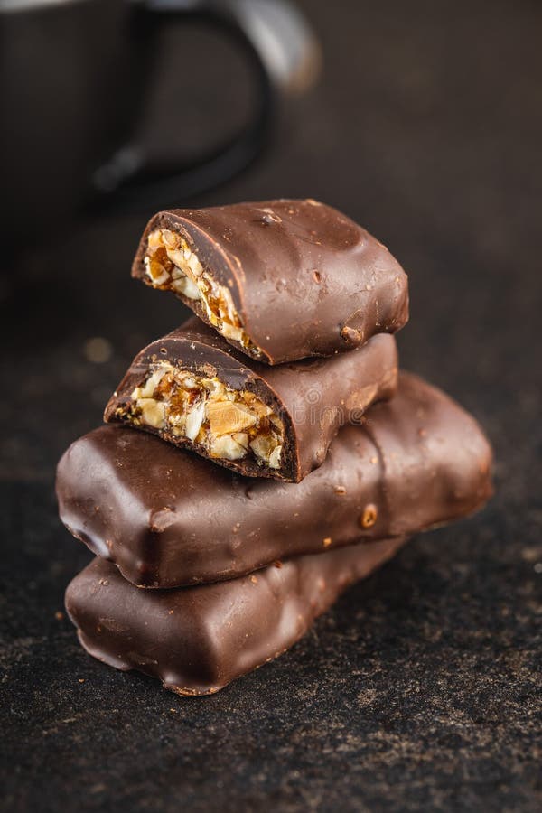 Chocolate Bars with Nuts Filling Stock Photo - Image of protein, sweet ...