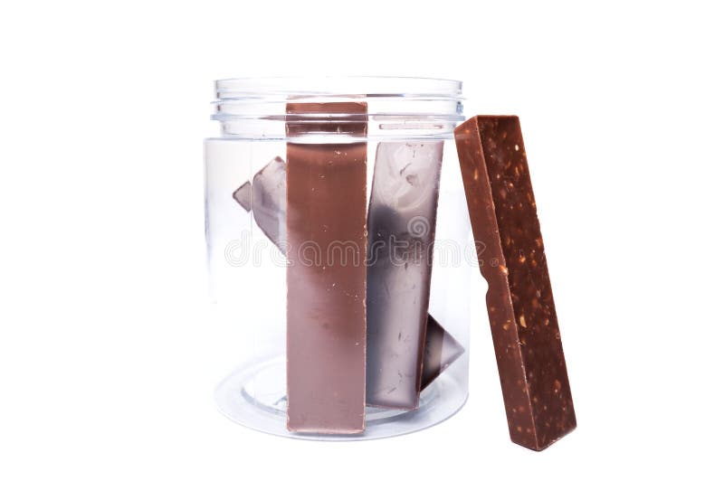 Chocolate Bars in Plastic Kitchen Storage Container or Jar Stock Photo ...