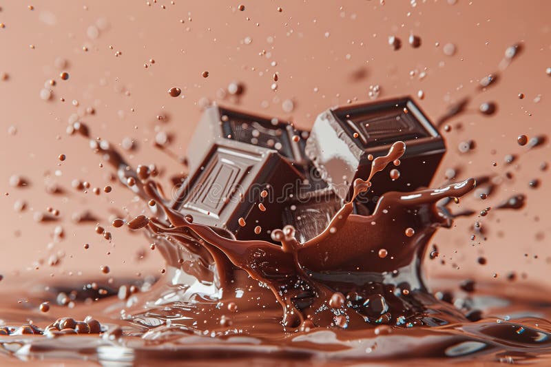 Chocolate Bars with Chocolate Splash Stock Image - Image of closeup ...