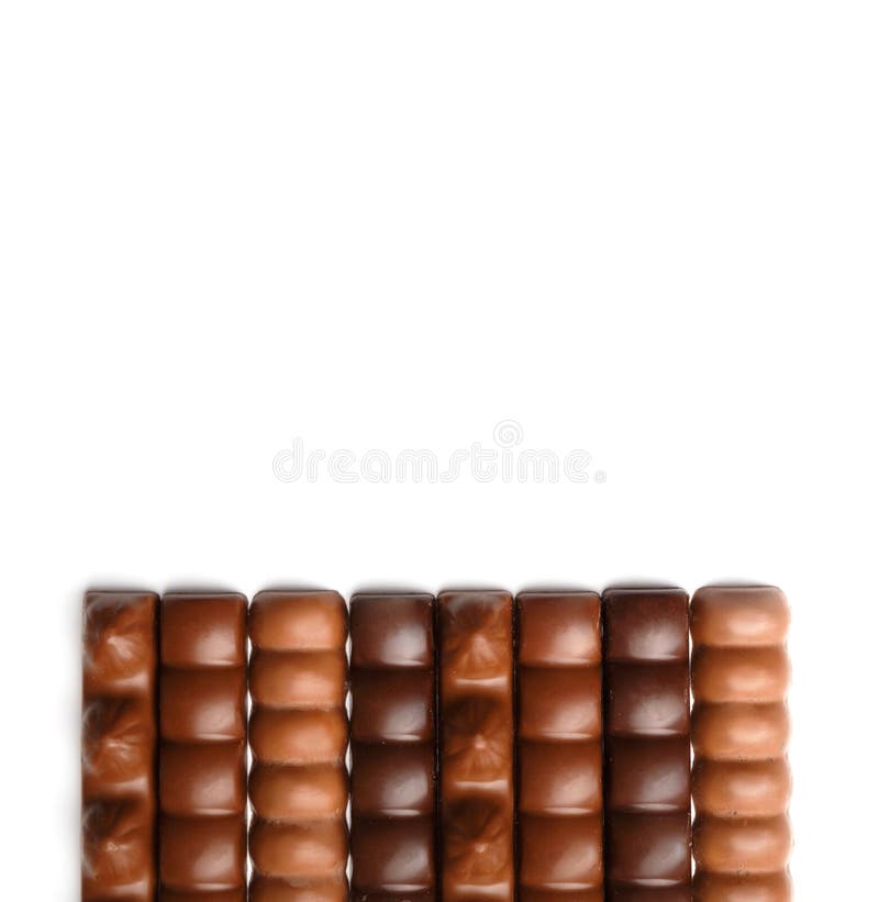 Chocolate Bars Sticks on White Background, Top View, Copy Space Stock ...