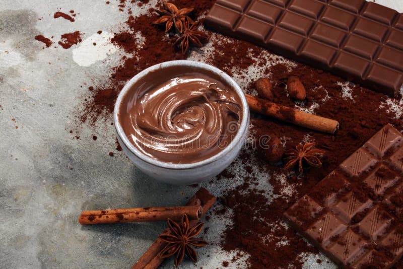 Chocolate Bars on Table with Chocolate Powder. Stock Image - Image of ...