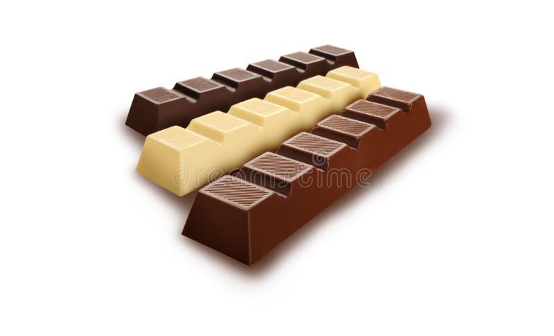 Chocolate Bars on White Background Stock Image - Image of food ...