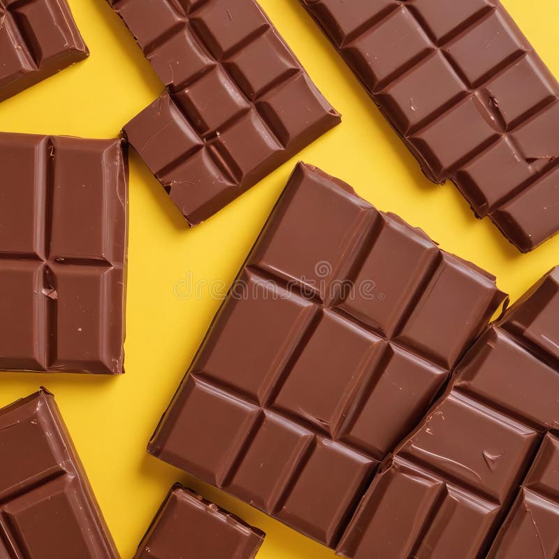 Chocolate Bars Yellow Background Closeup Space Text Stock Photos - Free ...