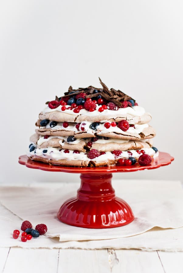 Chocolate berry pavlova stock photo. Image of fruit, gourmet - 47542088