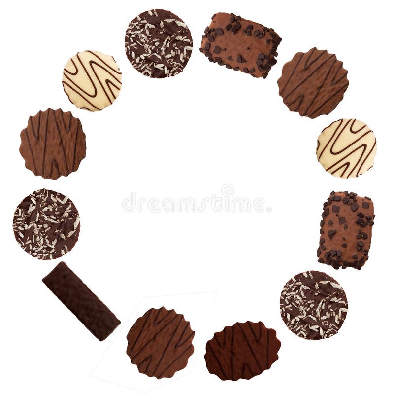 Chocolate Biscuits Circle for Frame Etc, White Background Stock Image ...