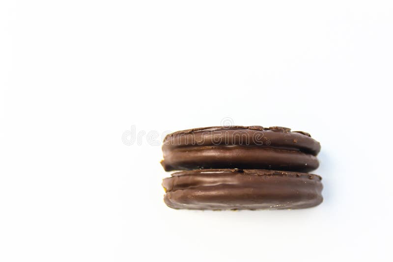 Chocolate Biscuits Isolated on White. Close-Up of Chocolate Biscuits ...
