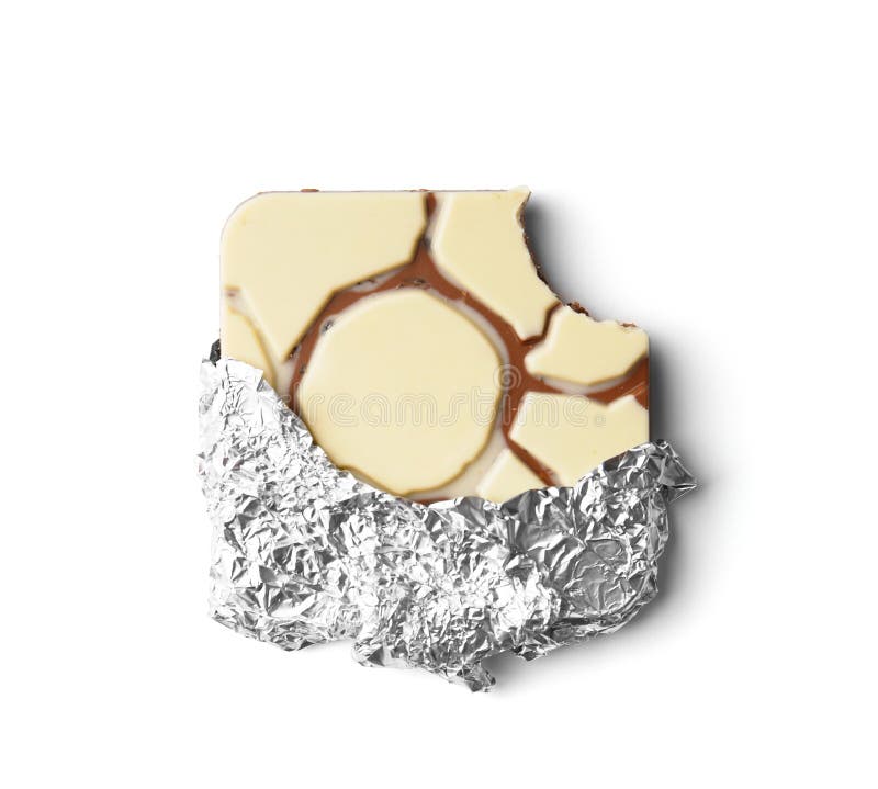 Chocolate with a Bitten Off Corner on a White Background Stock Image ...