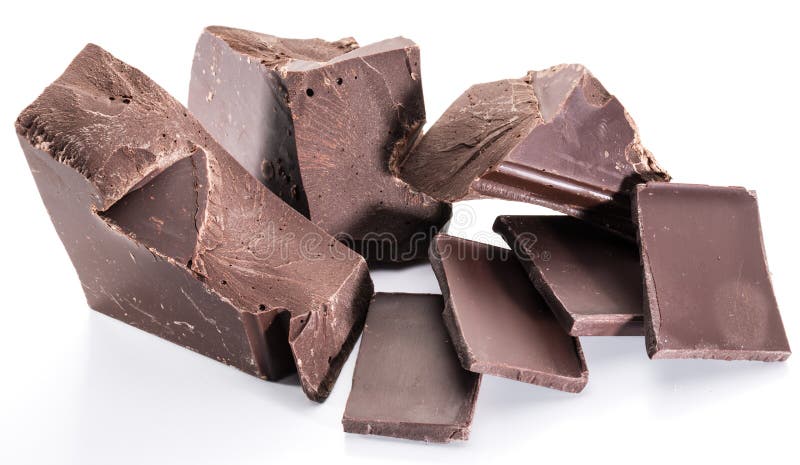 Chocolate Blocks and Pieces of Chocolate Bar Isolated on a White Stock ...