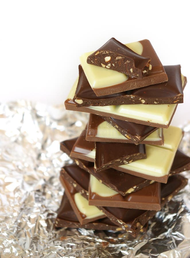 Chocolate blocks on white stock image. Image of foil, bars - 7105119