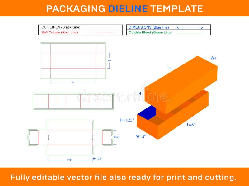 Chocolate Box with Clear Lid and Insert Die Line Template Stock Vector ...