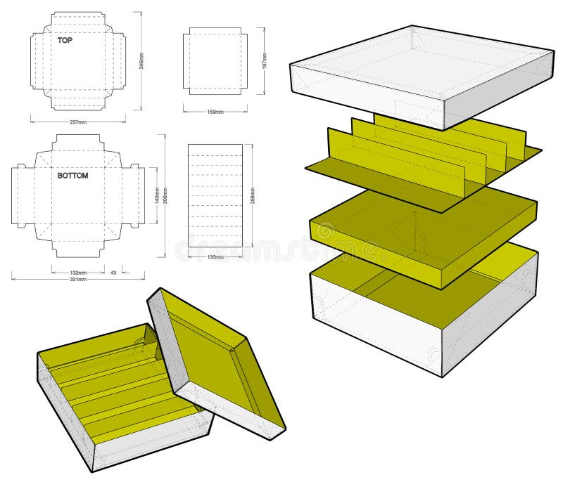 Chocolate Box Die Cut Pattern Stock Vector - Illustration of pattern ...