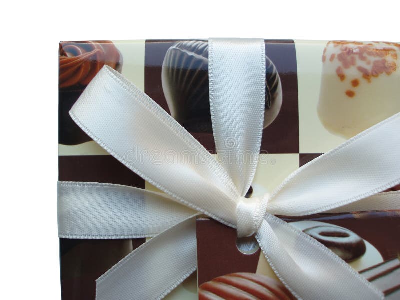 Chocolate Box with White Ribbon Stock Photo - Image of celebration ...