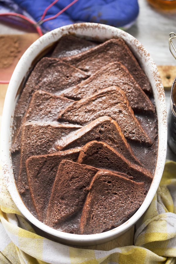 Chocolate Bread and Butter Pudding Stock Photo - Image of cocoa ...