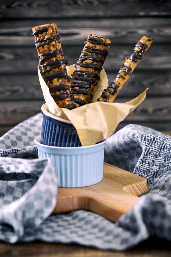 Chocolate Bread, Chocolate Bun with Chocolate Suace Stock Photo - Image ...