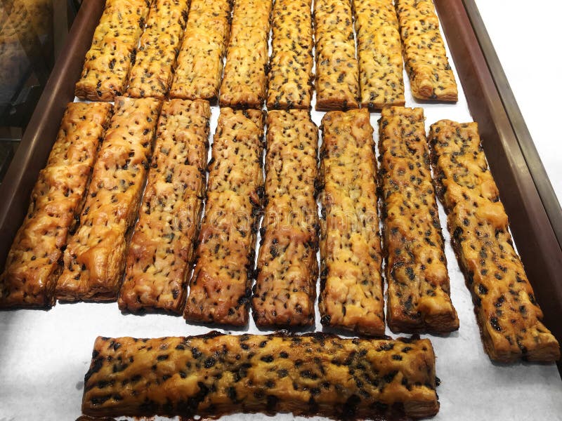 Chocolate Bread Stick on Plastic Tray in Bakery Shop Stock Image ...